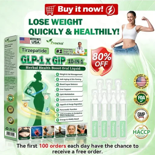 Zvoevo® Tirzepatide GLP-1 × GIP 10-in-1 Herbal Health Booster Oral ...